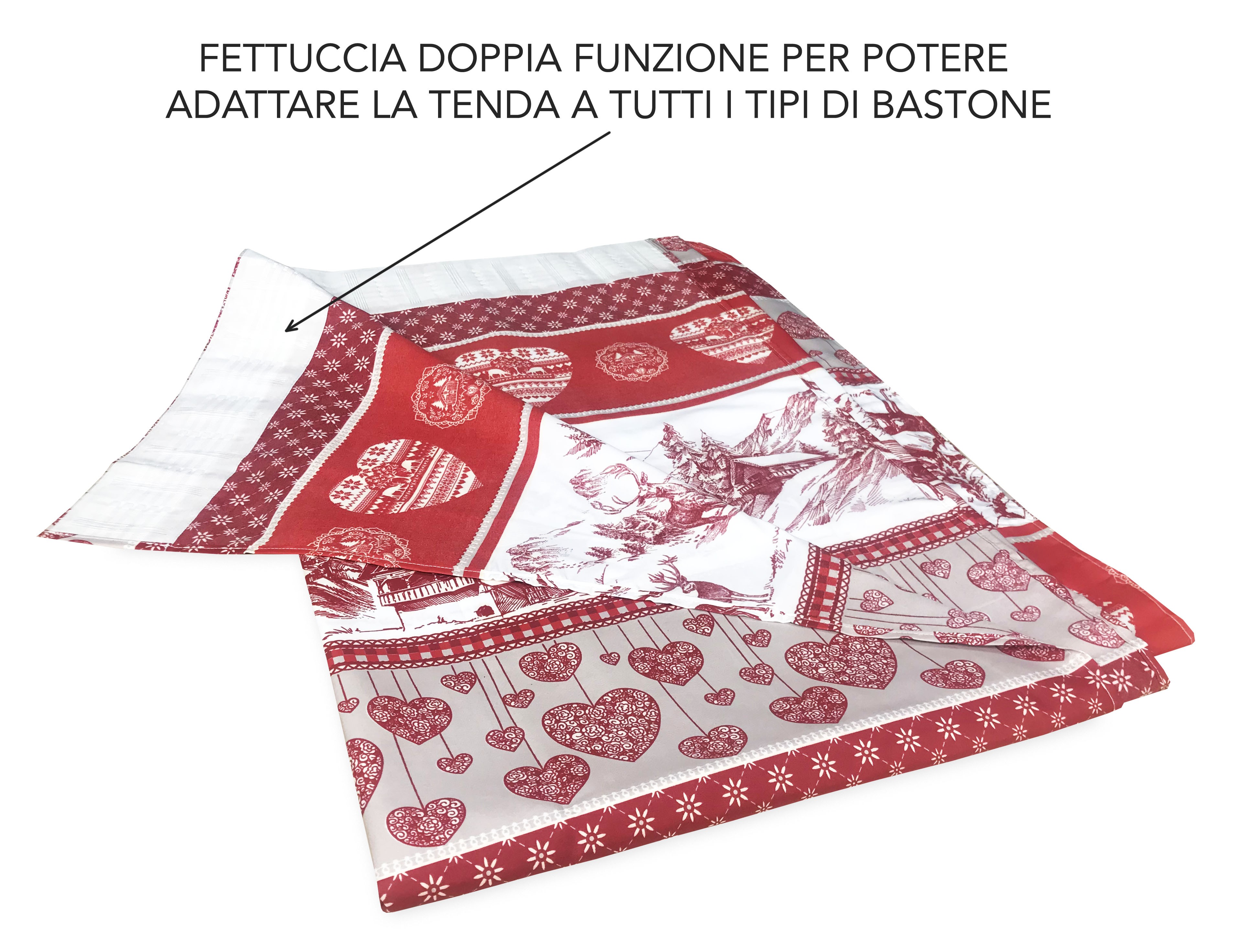 TENDA TIROLESE ROSSA in stile montanaro CM. 180X280 MADE IN ITALY